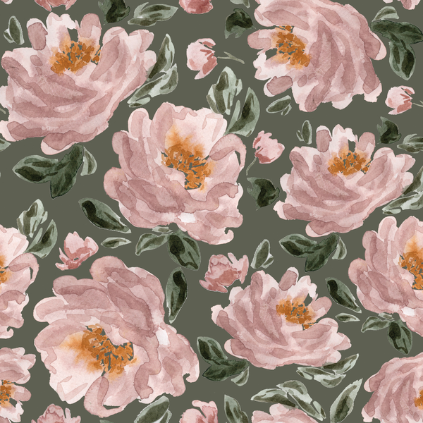 Blushing Peonies Wallpaper in Green by Sabina Maria – Funky Paper Co